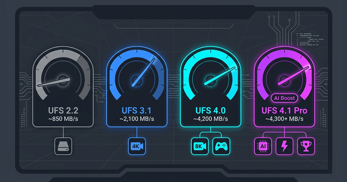 Storage Specs Compared: UFS 2.2 vs UFS 3.1 vs UFS 4.0 vs UFS 4.1 Pro ...